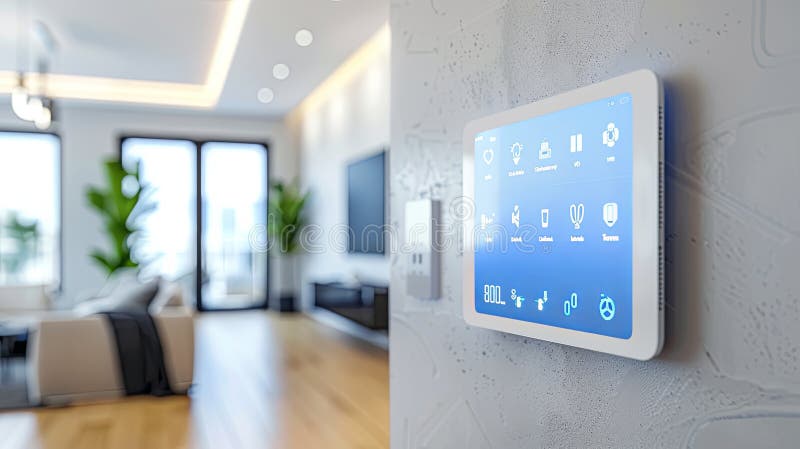 A Modern, Sleek Control Panel with a Touchscreen Interface Displays ...