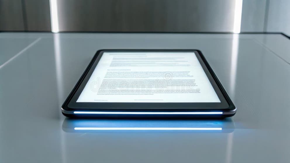 Modern Sleek Ebook Reader or Tablet Device with Illuminated Screen ...