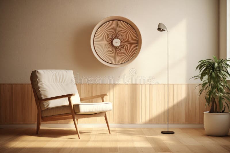A Modern, Sleek Electric Fan in a Minimalist Room Setting Stock Image ...