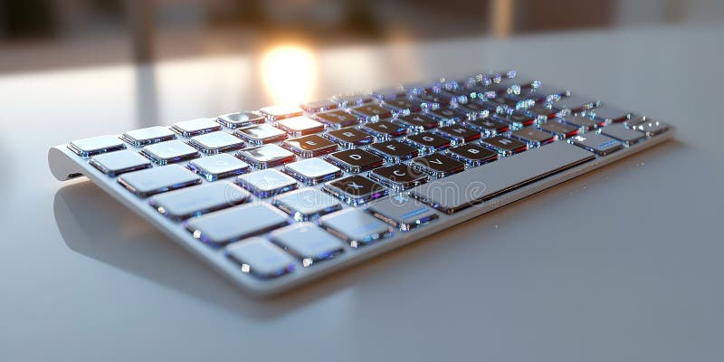 Modern Sleek Keyboard Design on a Reflective Surface with Soft Lighting ...