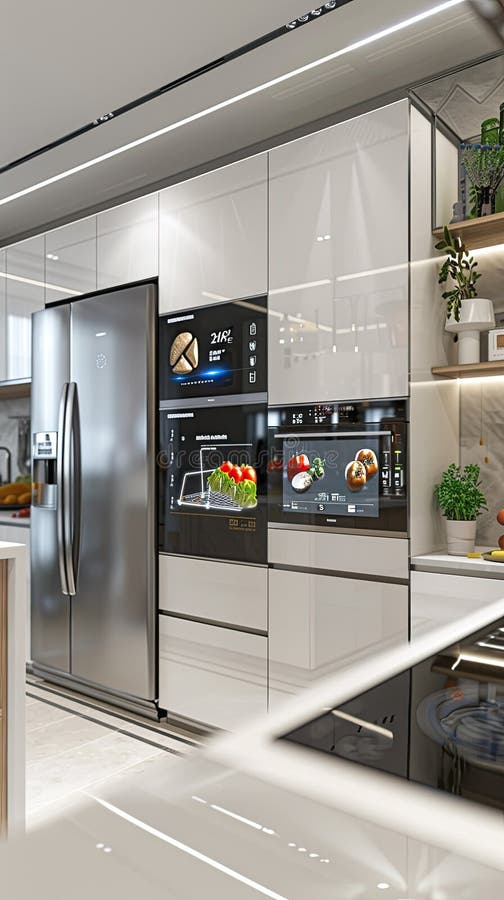 A Modern, Sleek Kitchen with Interactive Holographic Interfaces and ...