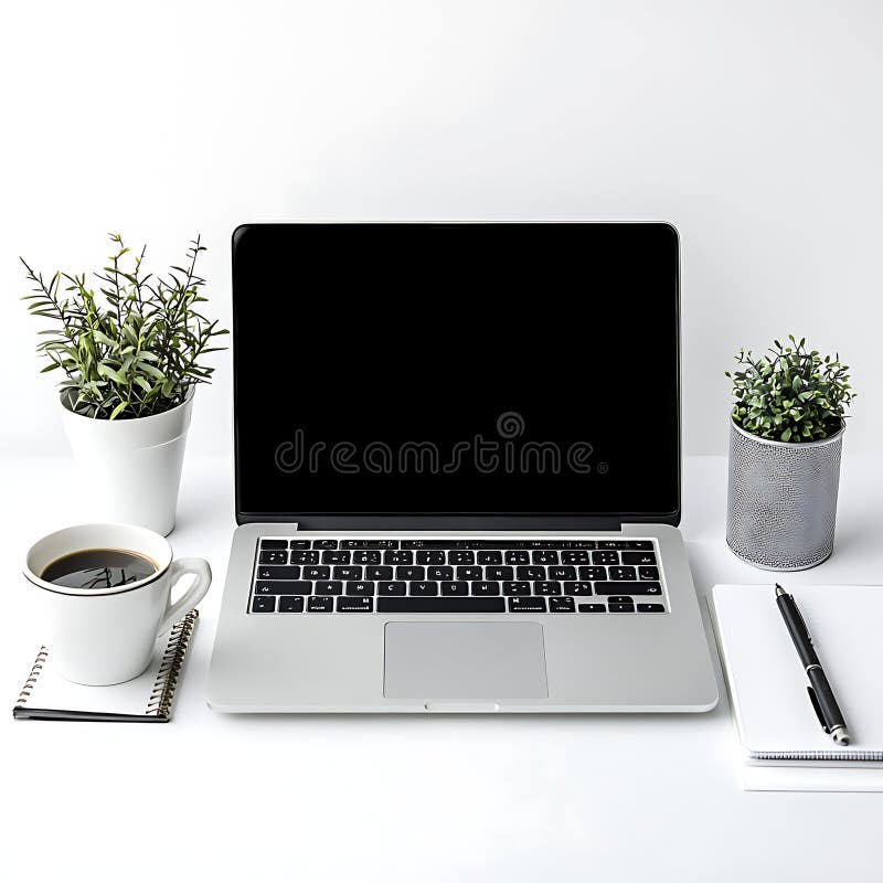 Modern Sleek Laptop Setup for Business Productivity Stock Photo - Image ...
