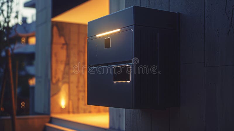 Modern Mailbox on Residential Building at Night Stock Image - Image of ...