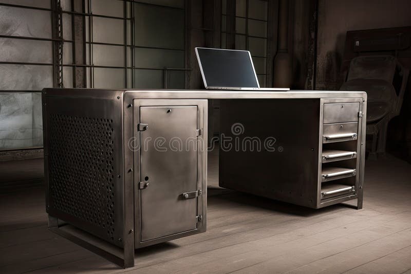 Modern and Sleek Metal Desk, Perfect for Contemporary Industrial ...