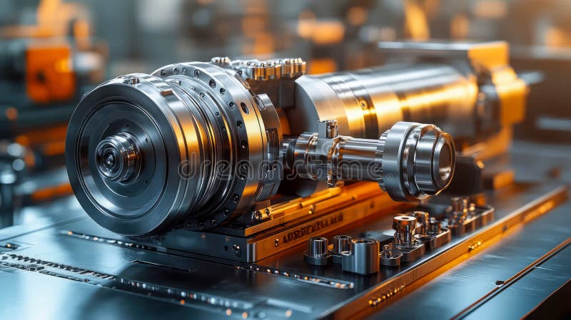 A Modern, Sleek Metal Industrial Machine Component with a Highly ...