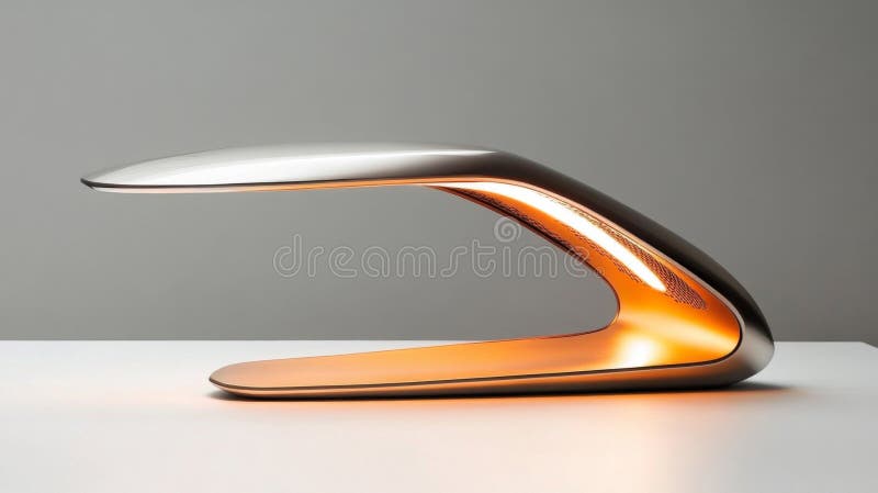 Modern Sleek Metal Table Lamp with Warm Light Stock Illustration ...