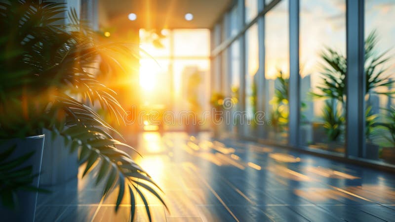 Modern and Sleek Office Interior with Sunlight Streaming through ...