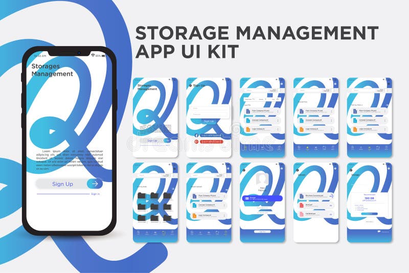 Storage Management App UI Kit Template UX Idea Stock Illustration ...