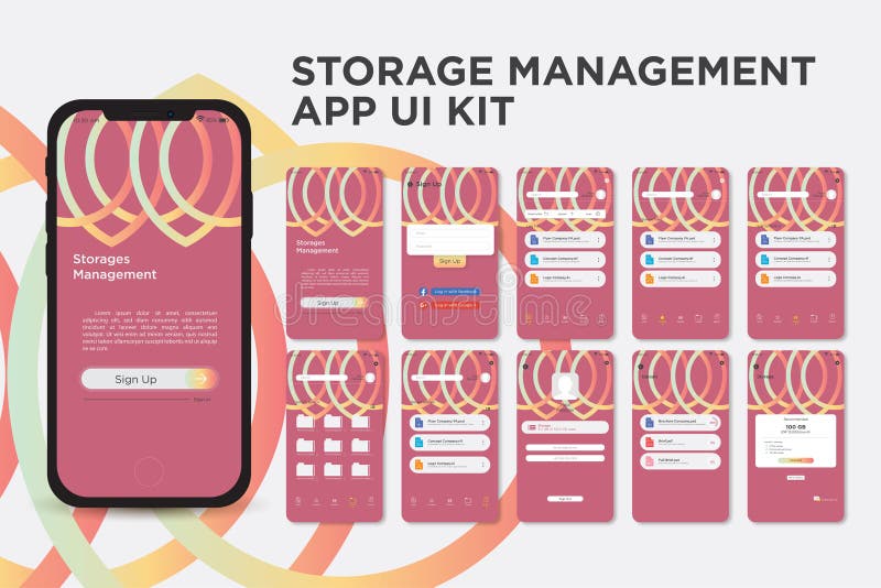 Storage Management App UI Kit Template UX Idea Stock Vector ...