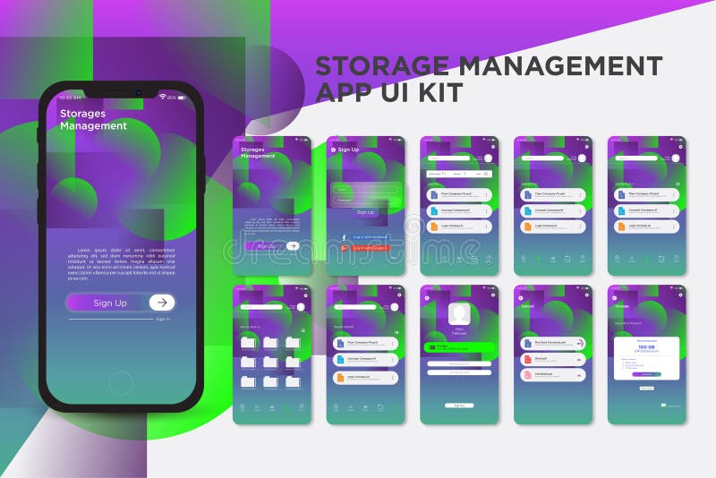 Storage Management App UI Kit Template UX Idea Stock Illustration ...