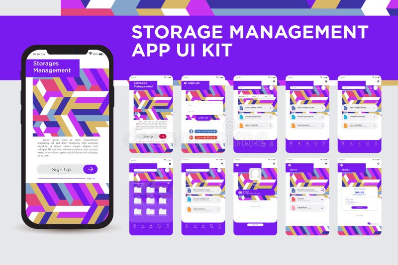 Storage Management App UI Kit Template UX Idea Stock Illustration ...