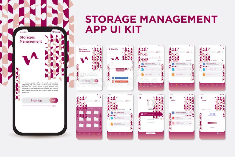 Storage Management App UI Kit Template UX Idea Stock Illustration ...