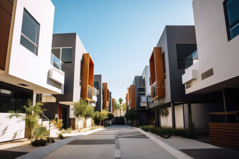 Modern and Sleek Residential Neighborhood, with Modern Architecture and ...