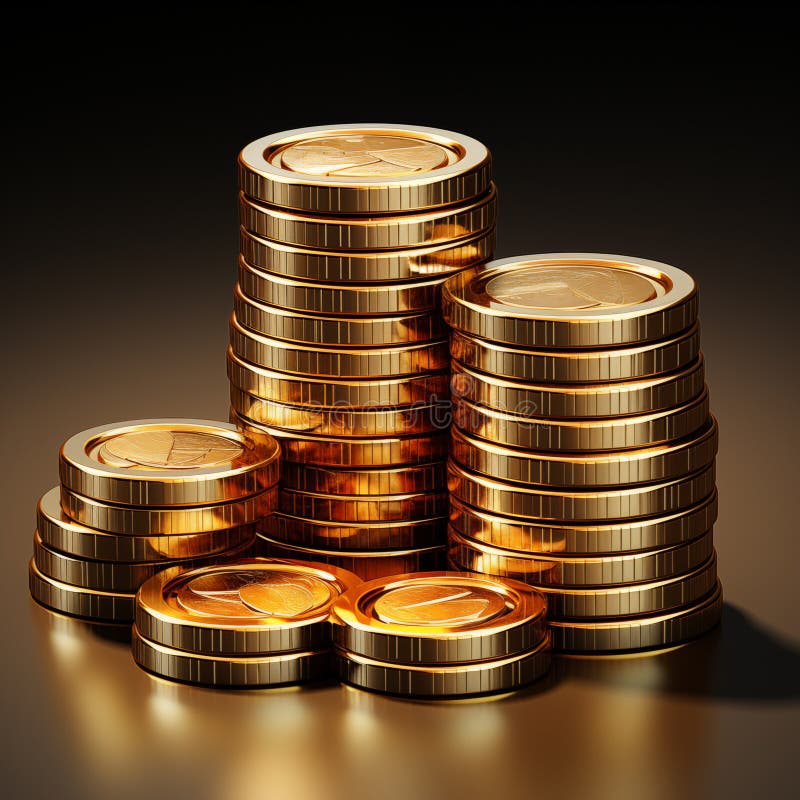 Sleek Golden Coin Stacks with a Modern Aesthetic Stock Illustration ...