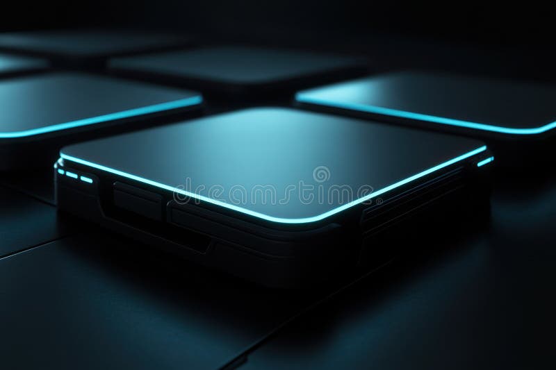 Modern Sleek Technology Design with Glowing Edges in a Dark Environment ...