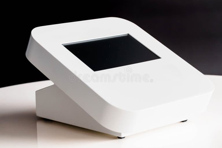 Modern Sleek White Desktop Device with Digital Touchscreen Interface on ...