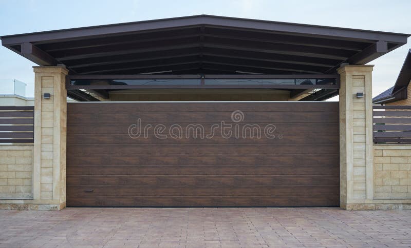 Modern Sliding Plastic Gates for Entrance Under a Canopy Stock Image ...