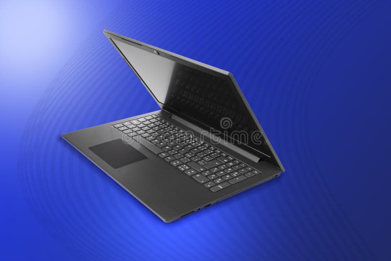 Modern Slim Laptop with Keyboard Detail with Hand Stock Photo - Image ...