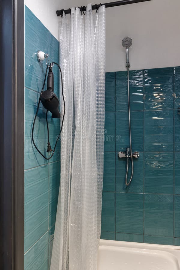 Modern Small Bathroom Interior Design. Blue Style Stock Photo - Image ...