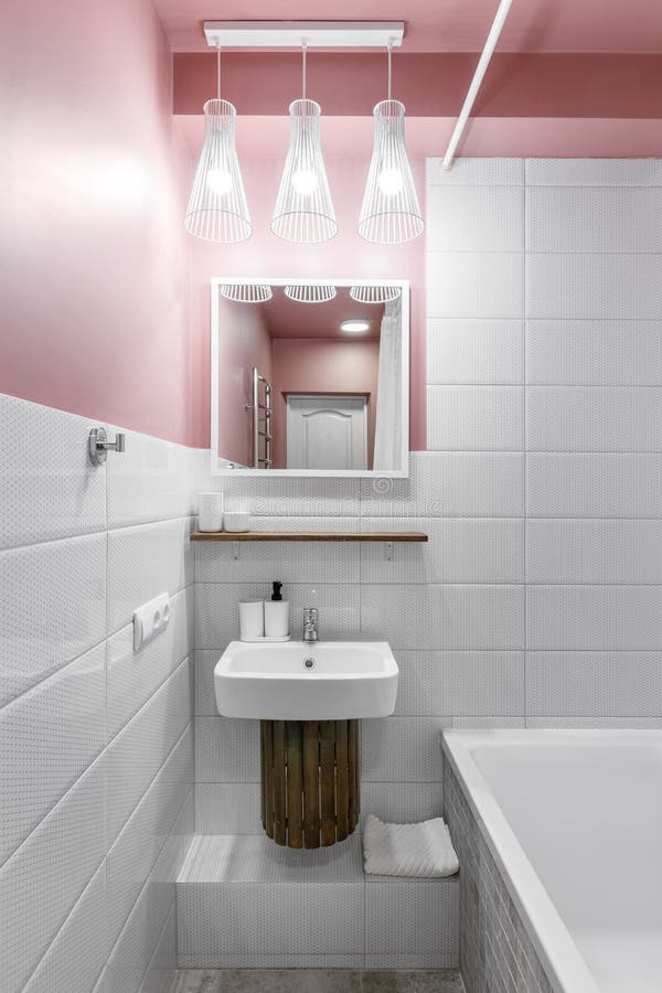 Modern Small Bathroom Interior Design. Bright Style Stock Photo - Image ...