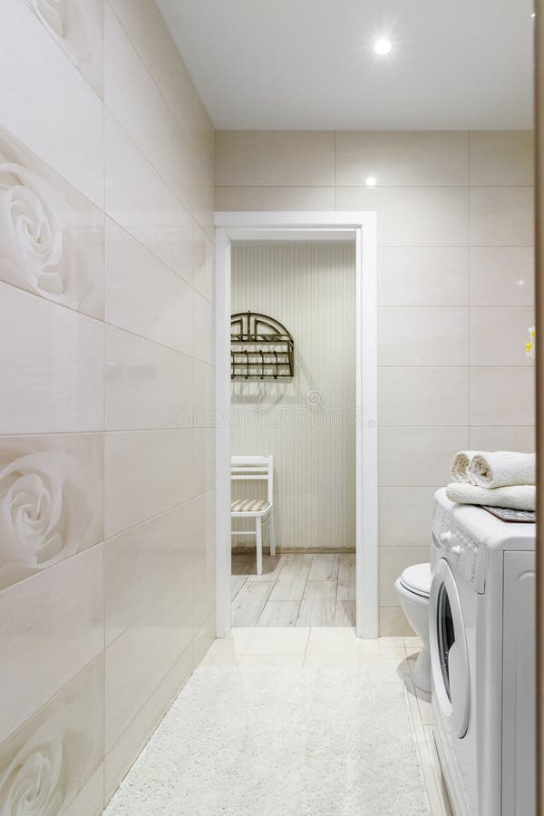 Modern Small Bathroom Interior Design. Bright Style Stock Photo - Image ...