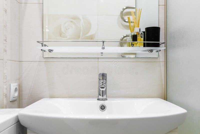 Modern Small Bathroom Interior Design. Bright Style Stock Image - Image ...