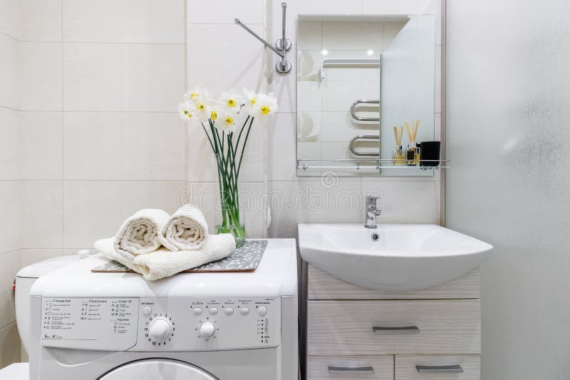 Modern Small Bathroom Interior Design. Bright Style Stock Photo - Image ...