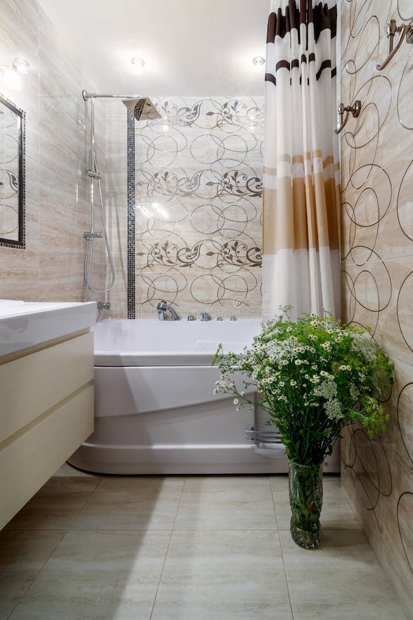 Modern Small Bathroom Interior Design. Bright Style Stock Photo - Image ...