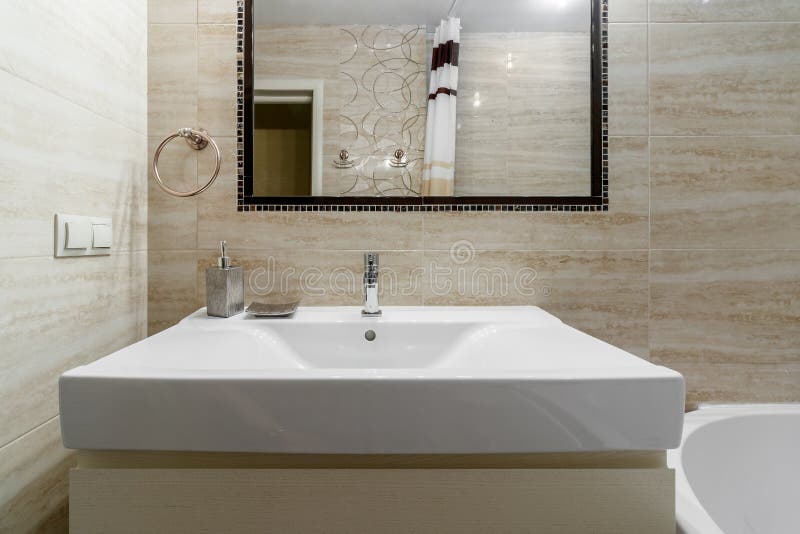 Modern Small Bathroom Interior Design. Bright Style Stock Photo - Image ...