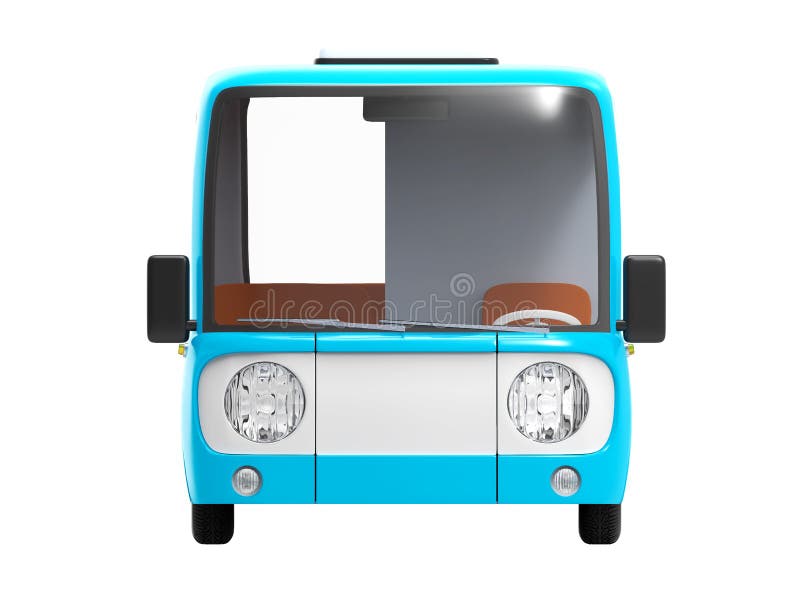 Modern Cartoon Bus Blue Front Stock Illustration - Illustration of ...