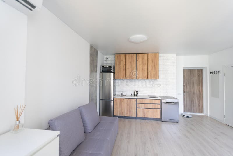 Modern Small Studio Interior with Details Stock Photo - Image of home ...