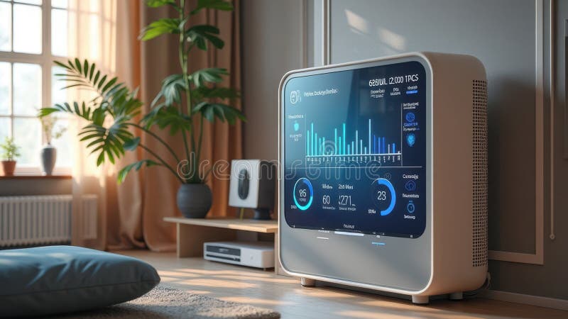 Modern Smart Air Purifier Cozy Living Room Digital Display Stock Photos ...