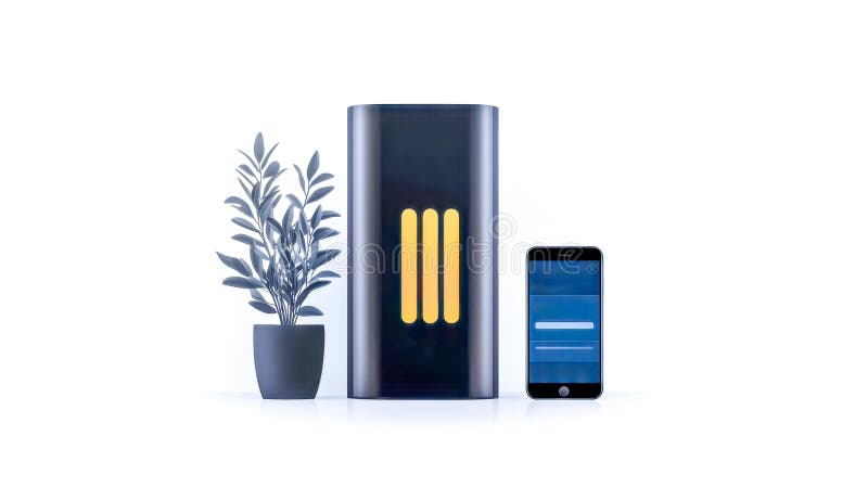 Smart Home Boiler Being Controlled Remotely with Mobile App Stock Image - Image of access ...