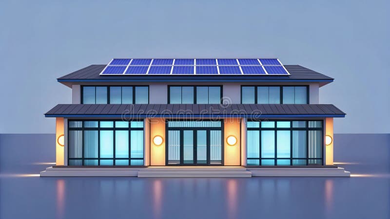 Modern Smart Building Featuring Solar Panels, Showcasing Energy ...