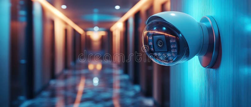 A Modern Smart CCTV Camera Mounted in Hotel Corridor, Enhancing ...