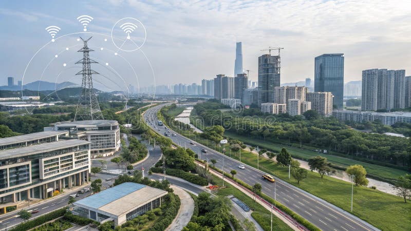 Modern Smart City Landscape Showcasing Urban Development, Technology ...