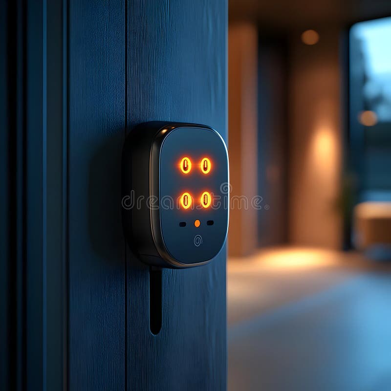 Modern Smart Door Lock with Illuminated Buttons - 3D Illustration Stock ...