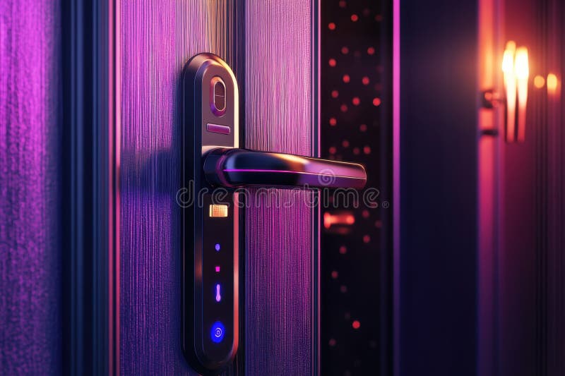 Modern Smart Door Lock Vibrant Lighting Sleek Design Stock Photos ...