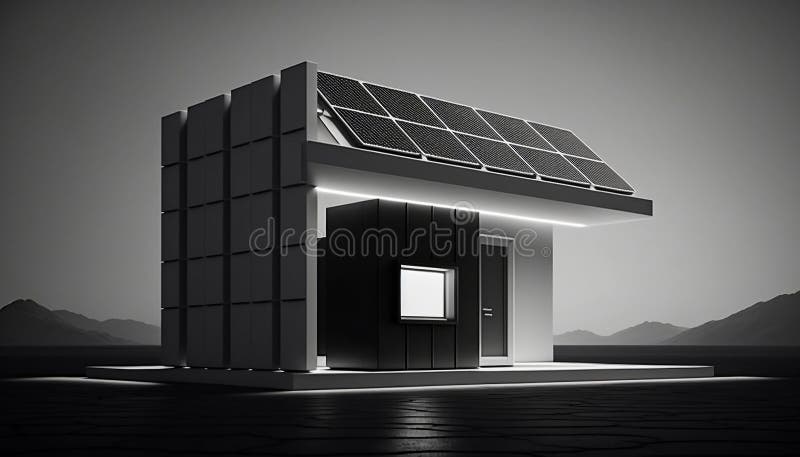 Modern Smart Energy-independent House with Solar Panels. Generated AI ...