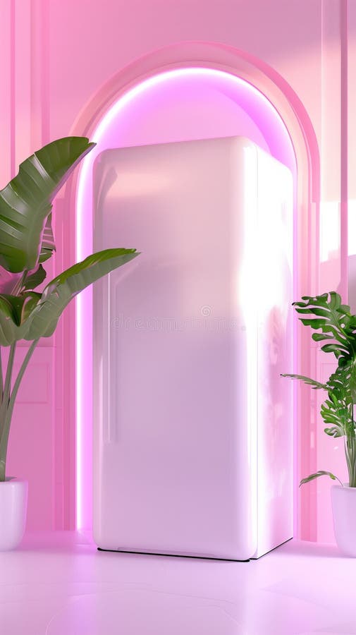 Modern Smart Fridge with Futuristic Screen Display. Tech-savvy Kitchen ...