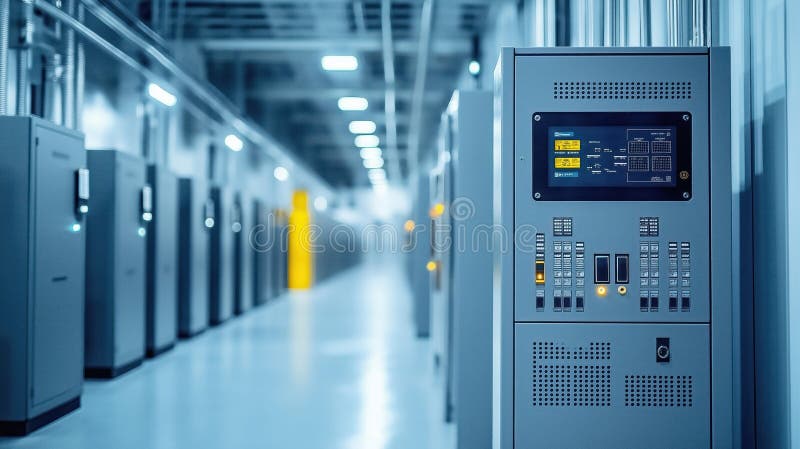 Modern Smart Grid Power Distribution Center. Advanced Control Panels ...