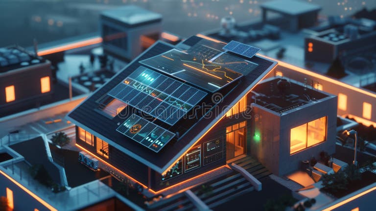 Modern Smart Home with Advanced Solar Panel Technology, Generative AI ...