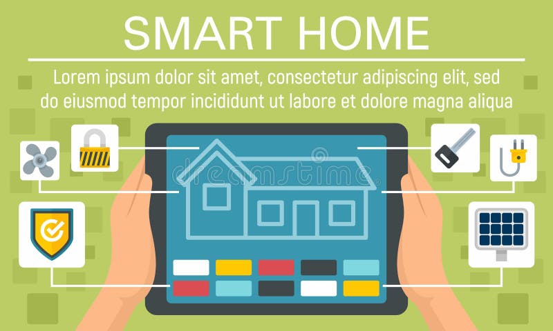 Modern Smart Home Concept Banner, Flat Style Stock Vector ...