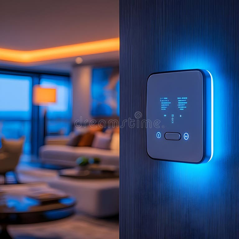 Modern Smart Home Control Panel with Blue LED Illumination ...