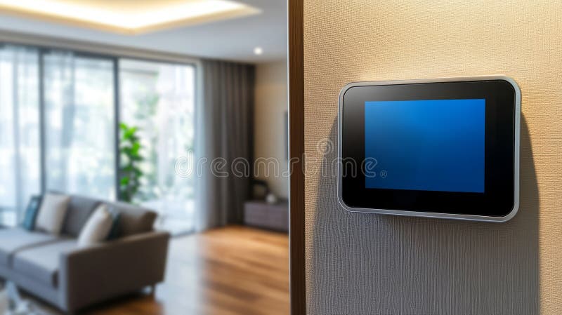 Modern Smart Home Control Panel in a Stylish Living Room with Natural ...