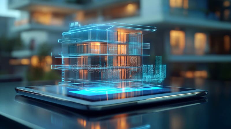 Modern Smart Home Architectural Digital Model Design Blueprint on ...