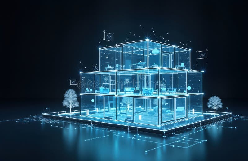 Modern Smart Home Design. Augmented Reality Tech Visualization of Multi ...