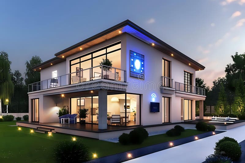 Modern Smart Home Design, Features WiFi, Smart Lighting, and ...