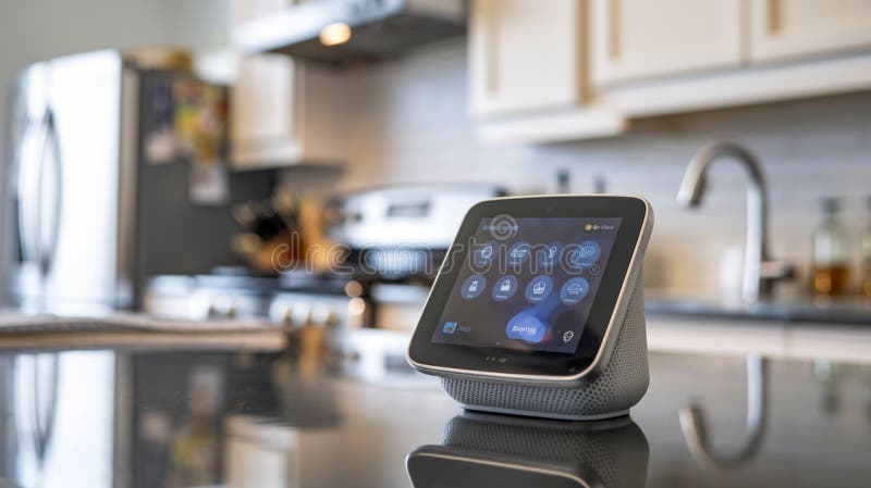 A Modern Smart Home Device on a Kitchen Counter 3 Stock Illustration ...