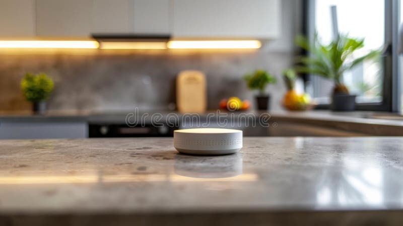 Smart Home Device Modern Kitchen Counter Home Automation Stock ...